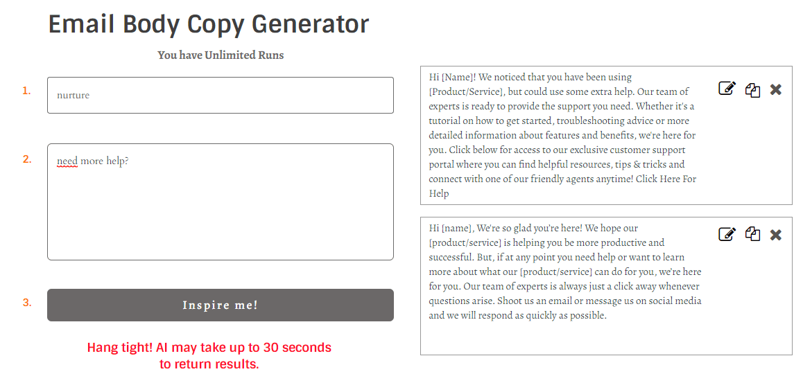 AI Email Copy Generator - Welcome, Promo & More [Start Free]