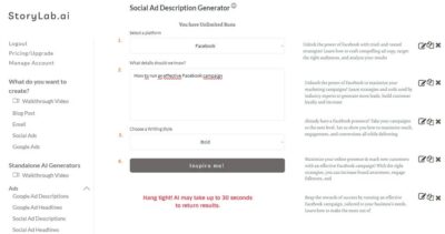 Facebook Ad Copy Generator. Powered by AI [Start for Free]