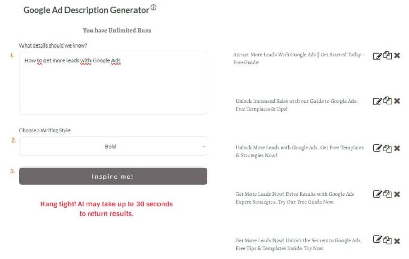 Google Ad Description Generator. Powered by AI [Start for Free]