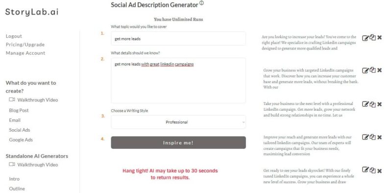 Social Media Ad Copy Generator. Powered by AI [Start for Free]