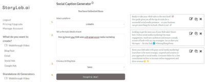 Social Media Caption Generator. Powered by AI [Start for Free]