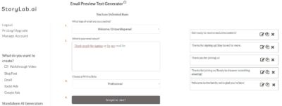 Email Preview Text Generator. Powered by AI [Start for Free]
