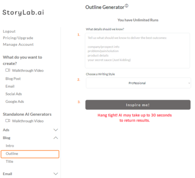 Blog Outline Generator. Powered by AI [Start for Free]