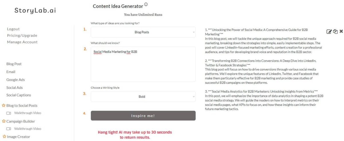 AI Social Media Content Idea Generator [Start for Free]
