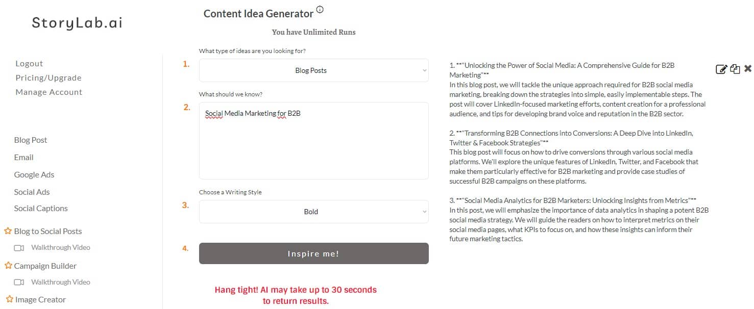 AI Social Media Content Idea Generator [Start for Free]