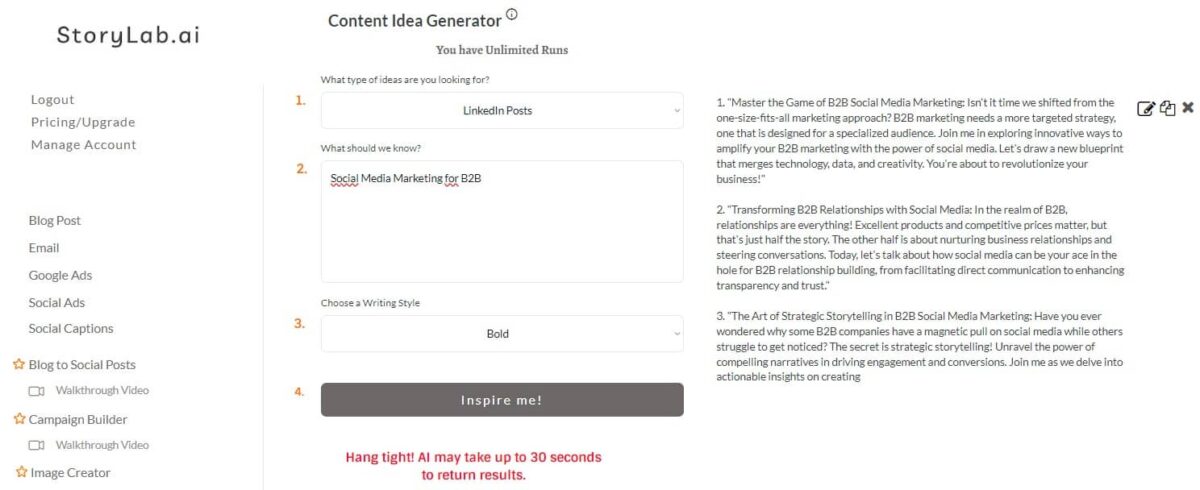 AI Social Media Content Idea Generator [Start for Free]