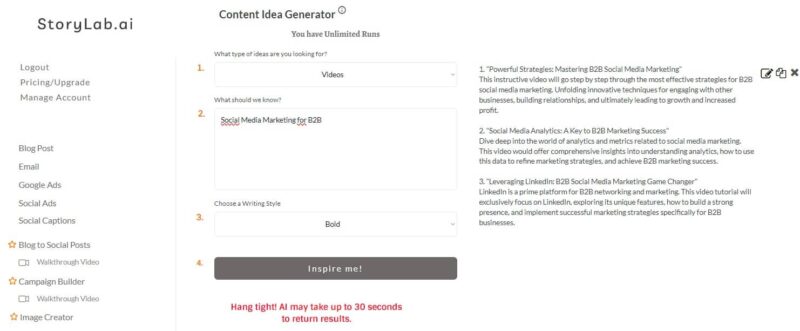 AI Social Media Content Idea Generator [Start for Free]