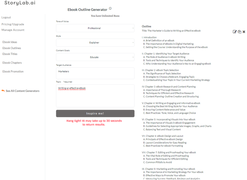 AI eBook Outline Generator - Brainstorm with AI [Start for Free]