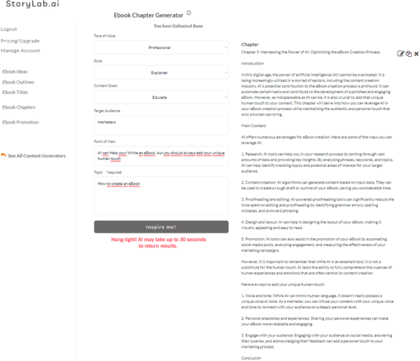 AI eBook Chapter Generator - Create Unique Chapters [Free Trial]
