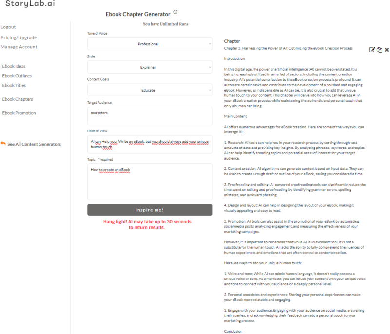 AI eBook Chapter Generator - Create Unique Chapters [Free Trial]