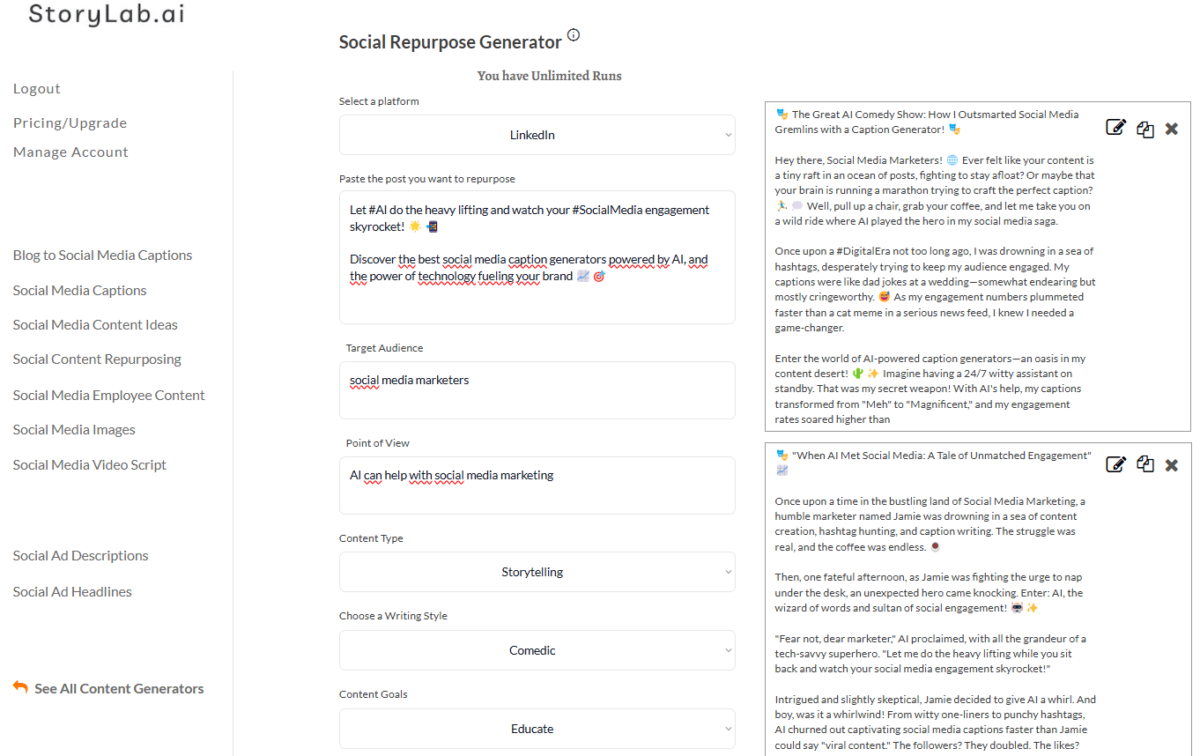 AI Social Media Repurposing Generator [Start For Free]