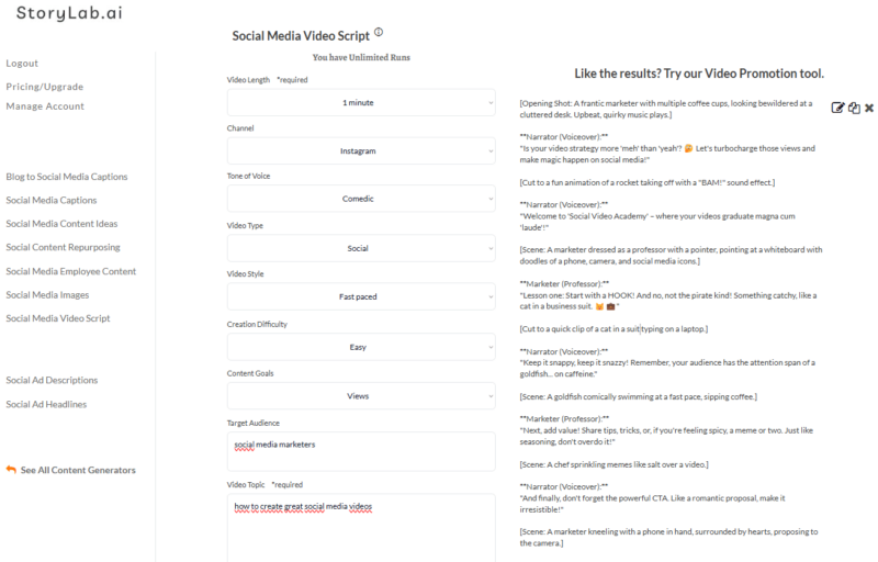 Social Media Video Script Generator - Powered by AI [Free Trial]