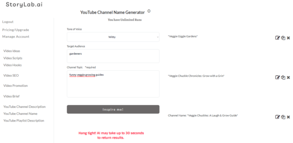 AI YouTube Channel Name Generator [Start for Free]
